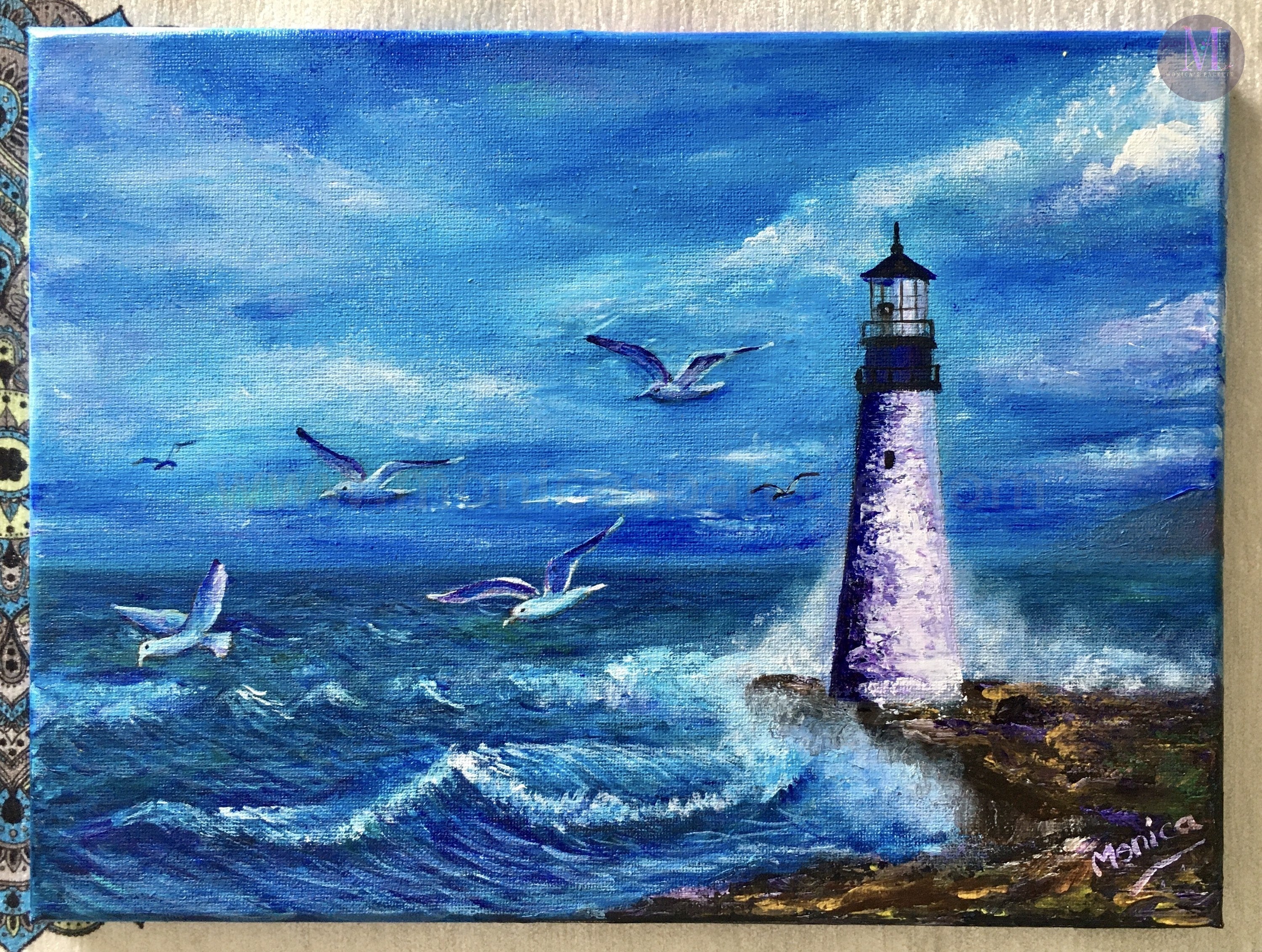 The Light house - Acrylic Original Painting,Lighthouse painting,wallde ...